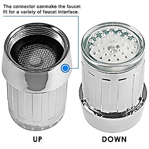 3-Color Led Faucet Lights Temperature Sensitive Three Color Changing Faucet Tap LED Faucet Light Water Faucet LED Aerator For Kitchen Bathroom Bath Basin Sink(1pcs)