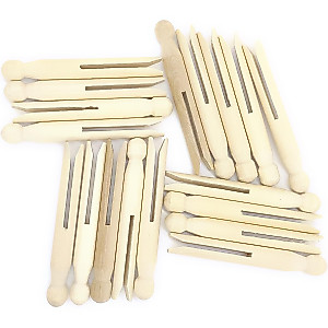 Hanobo 25 Pack Round Wooden Traditional Clothespins for Crafts and Laundry, 4.3 Inches Long