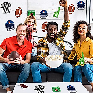 100 Pcs Paper Football Cutouts Football Theme Party Decoration Football Cutouts for Crafts Game Day Party Decorations with Glue Points for Sport Birthday Party Wall Decoration