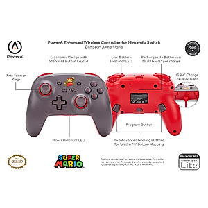 PowerA Wireless Controller for Nintendo Switch - Dungeon Jump Mario, Rechargeable, Bluetooth 5.0, 30 Hours Battery Life