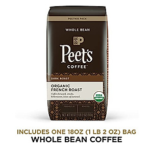 Peet's Coffee, Dark Roast Whole Bean Coffee - Organic French Roast 18 Ounce Bag, USDA Organic