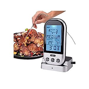 OZELS Large LCD Digital Cooking Food Meat Smoker Oven Kitchen BBQ Grill Thermometer Clock Timer with Monitor Alarm for Smokers Grilling Oven Kitchen Mode (Size : 1)