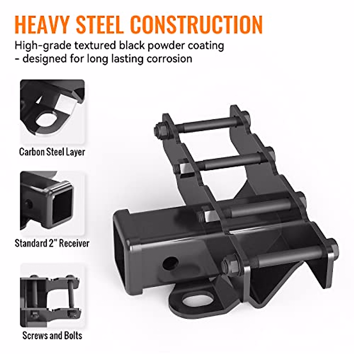 Sulythw 2 Inch Towing Hitch Receiver and Cover Kit for 2018-2021 Jeep Wrangler JL/JLU 2 Door & 4 Door Rear Tow Towing Trailer Hitch Receiver (No fit 2018 JK Models)