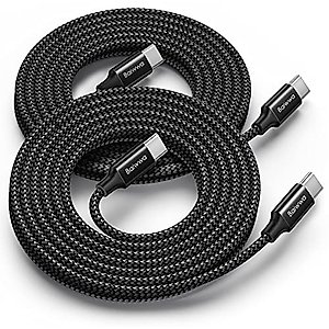 [2Pack, 10ft] Long USB C to USB C Cable, 60W Fast Charge Type C Charger Cord Braided for Samsung Galaxy S23 S22 S21 S20 Ultra Plus 5G Note 20 10 A80 A75 A72 A52, Pixel 7 7pro 6 5 3 4a XL, iPad Air/Pro