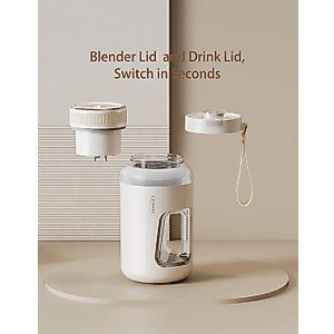 Portable Blender for Protein Shakes, 21oz, USB-C Rechargeable Blender with 10 Blades, Blender for Shakes and Smoothies, Leakproof and Reusable, Suitable for Travel, Home, Office, Gym