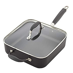 Anolon Advanced Hard Anodized Nonstick Saute Square Fry Pan with Helper Handle, 4 Quart, Graphite Gray,83862