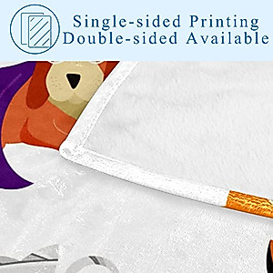 Halloween Monsters Costumes Cats and Dogs Prints Soft Warm Cozy Blanket Throw for Bed Couch Sofa Picnic Camping Beach, 150×100cm