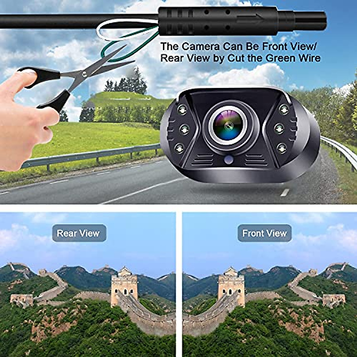 Yakry Backup Camera for Car HD 1080P 4.3 Inch Monitor Rear View System Reverse Cam Kit Truck SUV Minivan Easy Installation Plug and Play Waterproof Night Vision DIY Grid Lines Y11