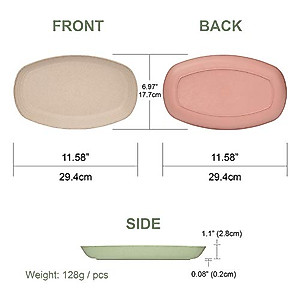 Hobein 6 Pack 11 inch Wheat Straw Dinner Plates - Dishwasher & Microwave Safe Lunch Plates Reusable Eco-friendly Lightweight Unbreakable Dirt-resistant Easy Clean