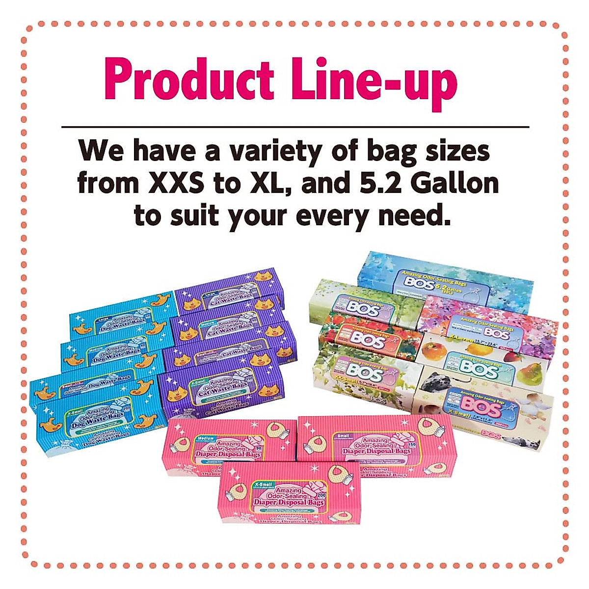 BOS Amazing Odor Sealing Baby Diaper Disposal Bags - Durable and Unscented [Size: M, Color: Pink] (90 count, Pack of 1) (90 Bags)