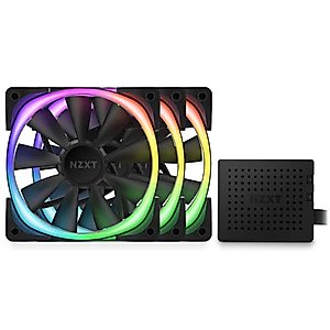 NZXT AER RGB 2-120mm - HF-2812C-TB - Advanced Lighting Customizations - Winglet Tips - Fluid Dynamic Bearing - LED RGB PWM Fan - Triple Fans (Lighting Controller INCLUDED) - Black