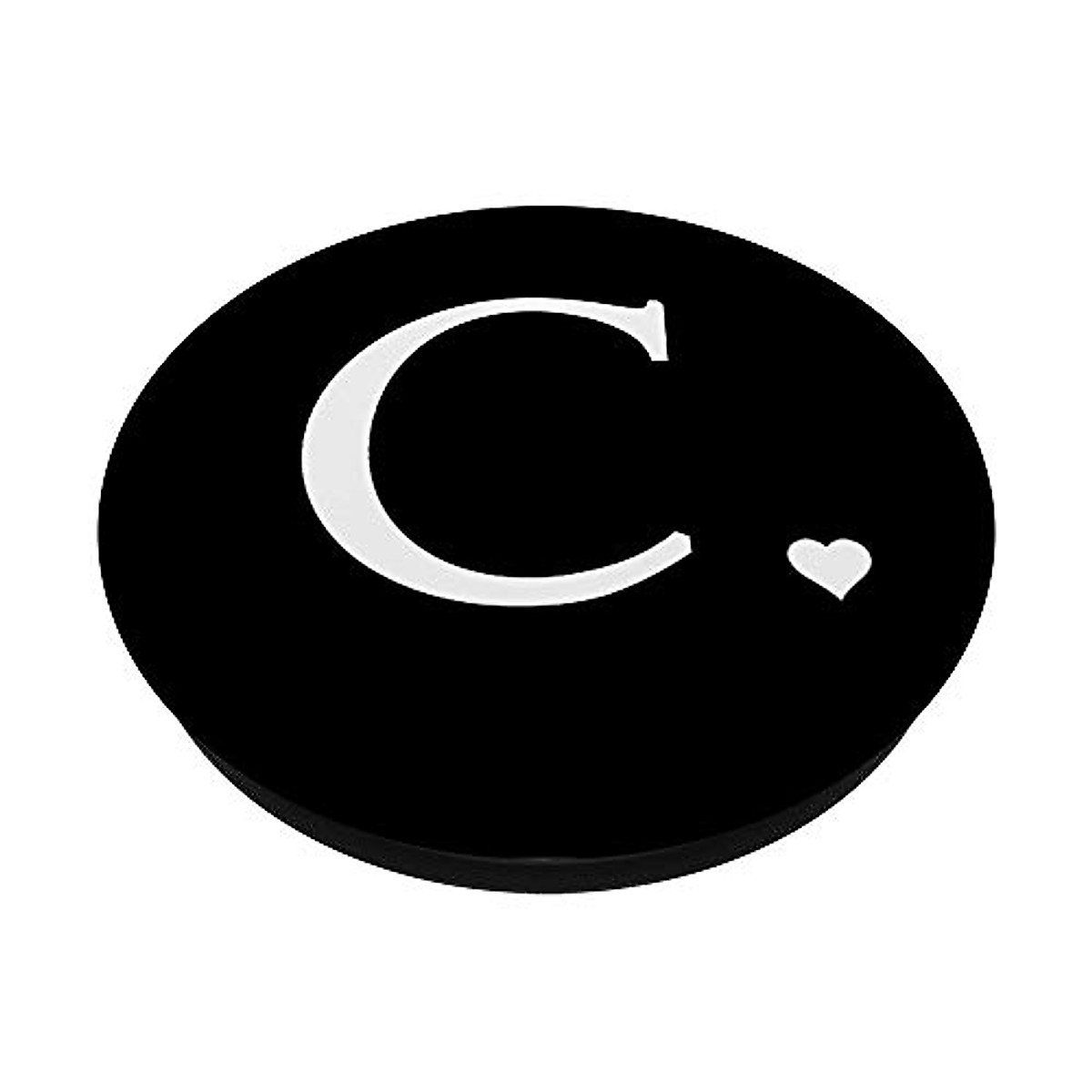 Heart, White Letter C Initial Monogram, Black, Minimal, Cute PopSockets PopGrip: Swappable Grip for Phones & Tablets