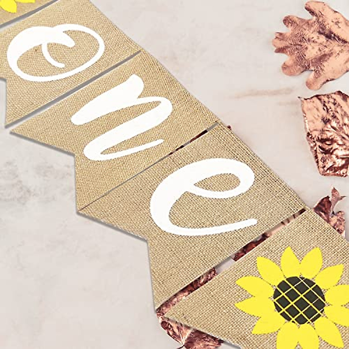 Doumeny Jute Burlap One Banner with Sunflower One HighChair Banner Boy Girl 1st/First Birthday Bunting Banner Baby Shower Party Banner Sunflower Tassel Ribbon Garland Banner for Party Photo Prop Decor