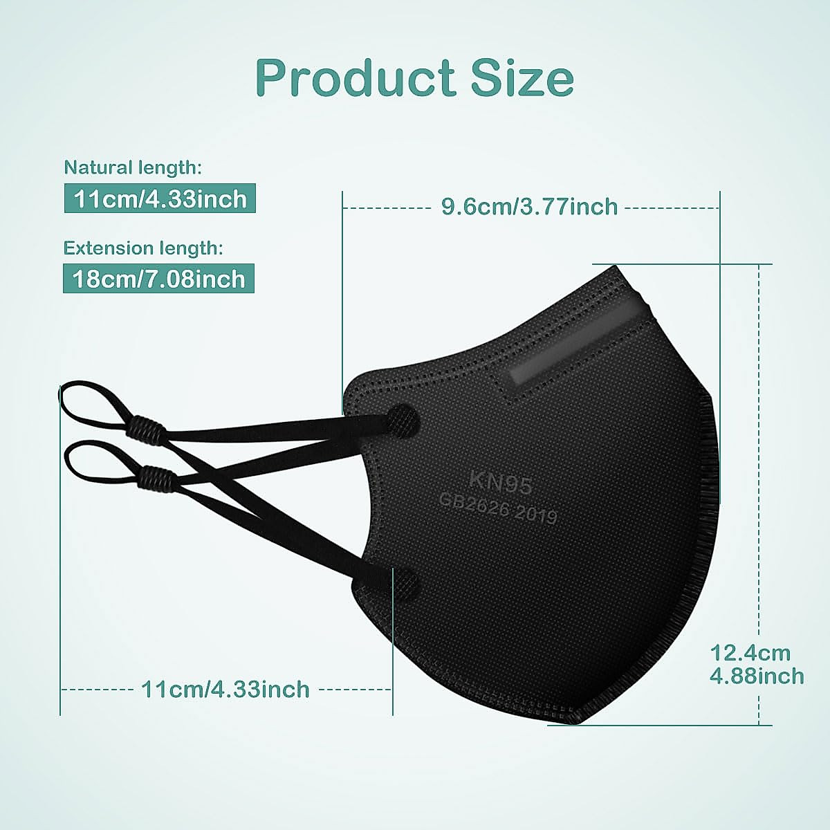 X-AOKOS KN95 Protective Face Mask 20 Pack, Disposable Respirator Masks with Adjustable Ear Straps and Sponge Pad, Black