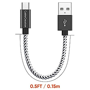 Short Micro USB Cable, CableCreation USB to Micro USB 24 AWG Triple Shielded Fast Charger Cable, Compatible with TV Stick, PS4, Chromecast, Power Bank, Android Phone, 0.5FT/6 inch Black