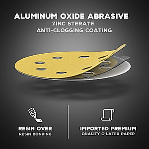 AugTouf 5 Inch Sanding Discs Hook and Loop, Assorted Grits 8 Hole Aluminum Oxide Sanding Discs for Random Orbital Sander - 100 Pack (60-800 Grit) by toolant