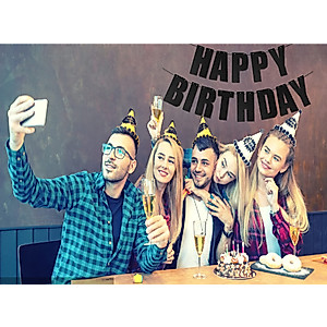 Black Happy Birthday Banner for Birthday Party Decorations Supplies