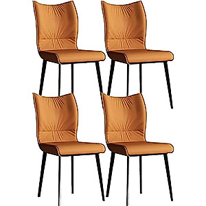 Chairs Kitchen Dining Chairs Set of 4 Modern Upholstered Dining Chairs Soft PU Leather Cushion Seat Business Reception Chair (Color:Orange)