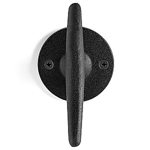 Claimed Corner Cast Iron Coat Hooks - Boat Cleat Nautical Marine Entryway Decor Multi-Purpose Hat Towel Hanging Hook - Durable & Rust-Resistant - Includes Mounting Hardware - 4 Pack (Large, Black)