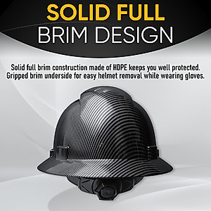 Hard Hat Construction OSHA Approved Vented Full Brim Safety Helmet Black Design Hard Hats, Cascos De Construccion Work Hardhat, 6 Point Ratcheting System | Meets ANSI Z89.1
