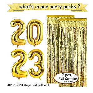 Marte&Joven Graduation Decorations Class Of 2023 - Graduation Party Supplies Including Congrats Grad Banners, Porch Sign, Paper Fans, Balloons, Foil Curtains for Graduation Party Decorations
