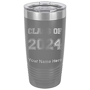 LaserGram 20oz Vacuum Insulated Tumbler Mug, Class of 2023, 2024, 2025, 2026, 2027, Personalized Engraving Included (Gray)