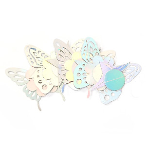 Iridescent Butterfly Girl-Birthday Party-Decorations Garland-Streamers - 52Ft Baby Shower Bachelorette Holographic Hanging Banner Decor,Engagement Garden Classroom Pastel Glitter Backdrop Huglony