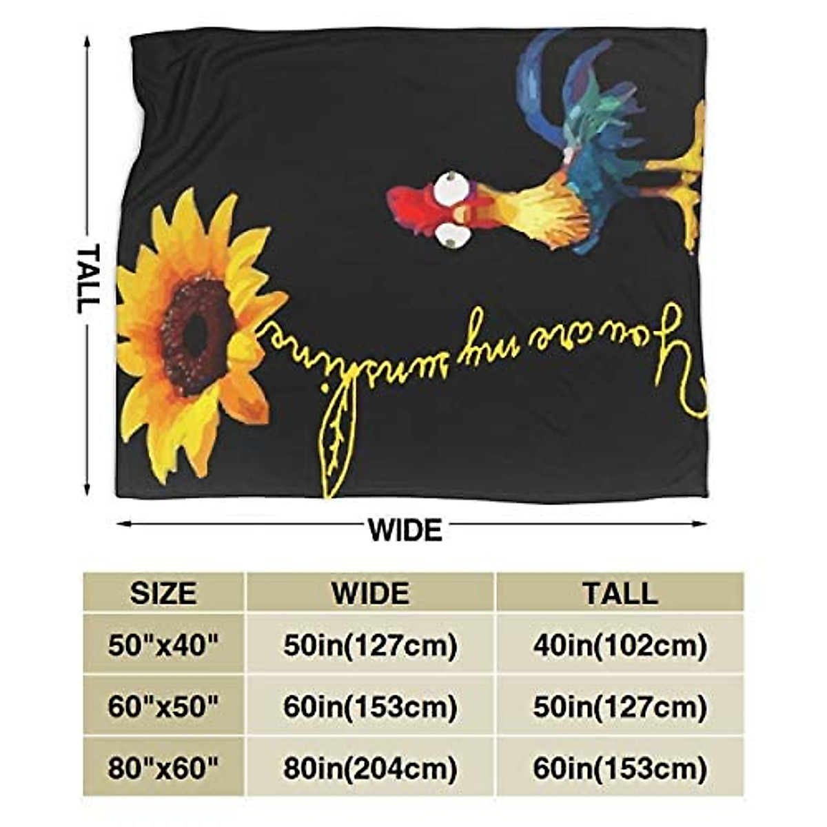 Blanket Chicken Flower You are My Sunshine Fleece Blanket Foldrable Throw Blanket Washable Couch Sofa Fuzzy Blanket Reversible Plush Blanket Beach Blanket for Home Office