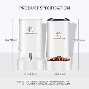 2-in-1 Automatic Food&Water Dispenser for Small Dogs, 2.1kg Gravity Food Dispenser 3.8L Waterer Set Travel Puppy Smart Feeder Self-Dispensing Water Feeder&Food Container for Cat and Small Medium Dog
