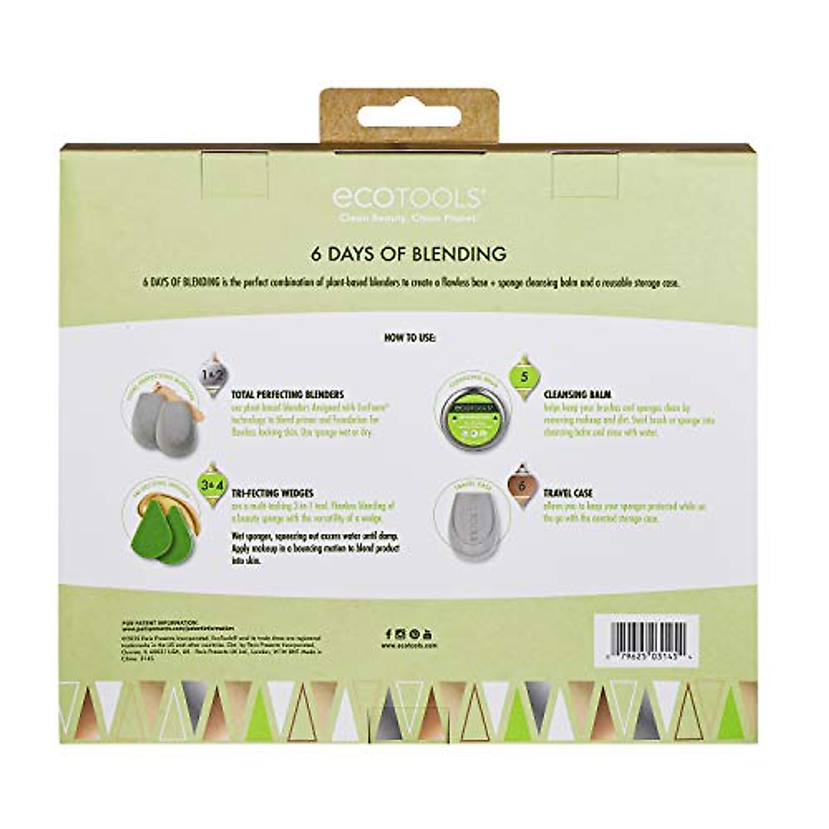 Ecotools Beauty Makeup Sponge Set, 4 Blenders, With Sponge and Brush Cleaner, Includes Travel Accessory Case