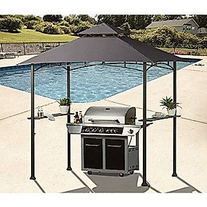 Grill Gazebo Replacement Roof - ABCCANOPY 5x8 Double Tiered BBQ Canopy Top Cover, Outdoor Grill Tent Roof for #L-GZ238PST-11 (Gray)