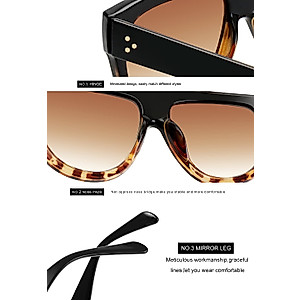 MEETSUN Fashion Sunglasses for Women Trendy Goggles Vintage Shades (2 Pack Black -Tortoise + Black)