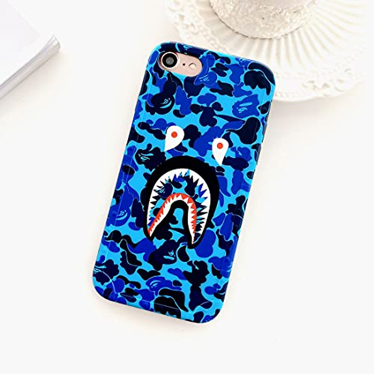 Imcooerkez Blue Design Cool iPhone SE 2020 Case for Teen Boy Girl, Slim Fit Sturdy Cute Fun iPhone 7 8 Designer Phone Cover, Fashion Cartoon Funny Pattern Soft iPhone SE3 2022 Case (Blue)