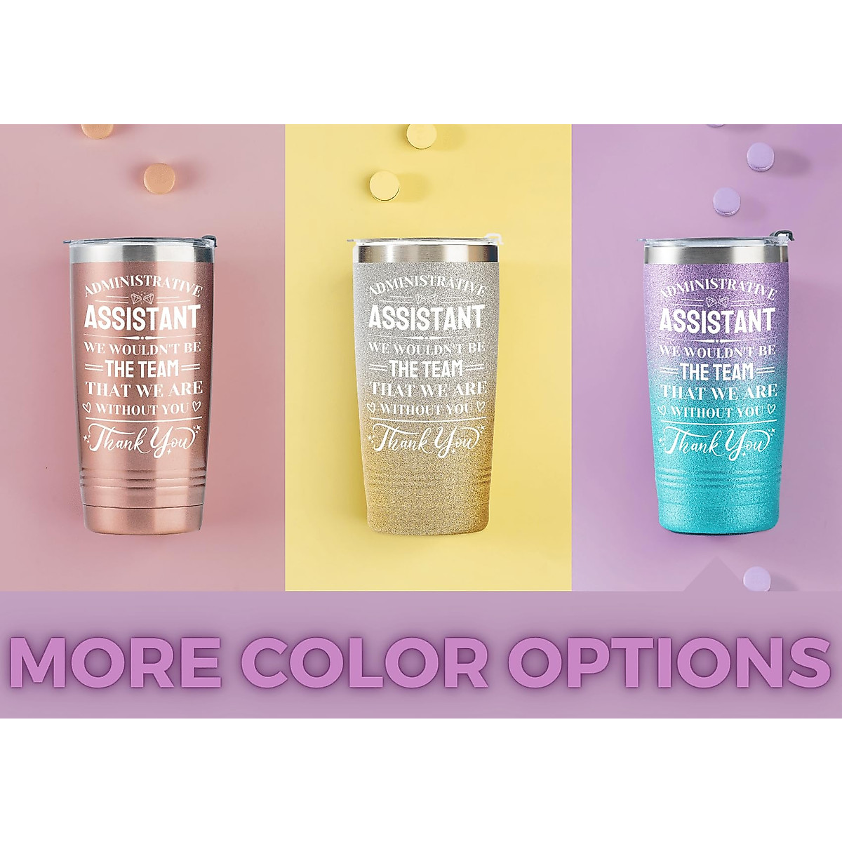 Onebttl Administrative Professional Day Gifts for Administrative Assistant, Secretary, 20 oz Stainless Steel Tumbler for Women - Thank You - Blue Purple Gradient Glitter