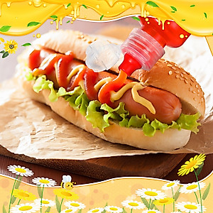 Tioncy 20 Pcs Mini Condiment Squeeze Bottle 3.2 oz Plastic Condiment Dispenser Camping Condiment Containers with Flip Top Reusable Travel Condiments for Honey, Syrups, Ketchup, Salad Dressing, Oils