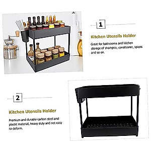 Cabilock Double Layer Kitchen Shelf Under Sink Rack Shower Storage Shelf Metal Organizer Shelf Desktop Organizer Shelf Storage Rack Storage Organizer Storage Holder