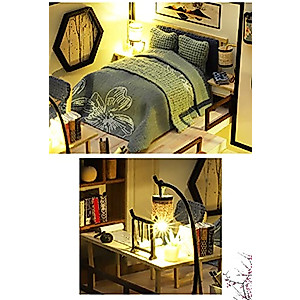 Kisoy Dollhouse Miniature with Furniture Kit, Handmade Chinese Style Loft DIY House Model for Teens Adult Gift (Bamboo Fragrance)