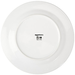 Amazon Basics 16-Piece Cafe Stripe Kitchen Dinnerware Set, Plates, Bowls, Mugs, Service for 4, Blue