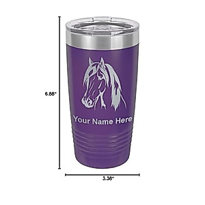 LaserGram 20oz Vacuum Insulated Tumbler Mug, Horse Head 1, Personalized Engraving Included (Dark Purple)