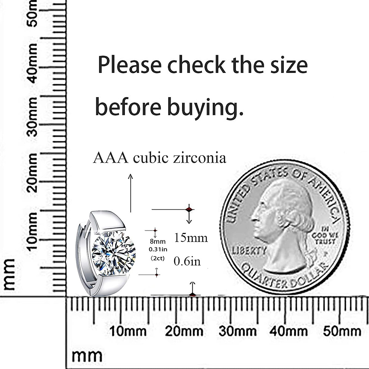 Sterling Silver Huggie Hoop Earrings, Fine Hoops Earrings CZ Cubic Zirconia Platinum Plated Small Silver Hoop Earrings for Women