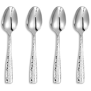 KEAWELL Premium 4-Piece Louis Hammered Spoons Set, 18/10 Stainless Steel, Set of 4, Fine Spoon Set with Squared Edge, Dishwasher Safe (6.4" Teaspoon)