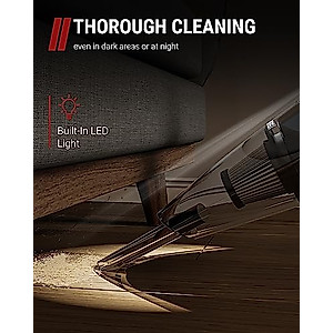 VacLife Handheld Vacuum - High Power Car Vacuum Cordless Rechargeable with Multipurpose Nozzles, Lightweight Mini Vacuum with LED Light, Portable Vacuum Cleaner for Home, Silver&Black (VL756)