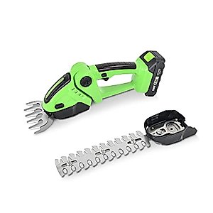 Evcitn Cordless Hedge Trimmer Electric Hand Held Grass Shear Shrubbery Clipper 24V Electric Grass Cutter with Rechargeable Battery and Charger Included for Garden and Lawn - Green