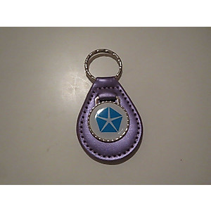 NEWPORT NEW YORKER 300 LEBARON LHS LASER WHITE LOGO LEATHER KEYCHAIN - PURPLE