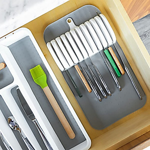 Madesmart Premium Antimicrobial Classic Large Knife Mat Soft-Grip, Non-Slip Drawer, Long-Lasting Home Organization, EPA Certified, White