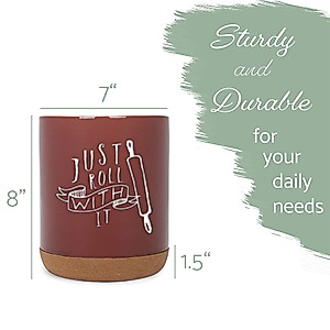 Elanze Designs Roll With It Red X-Large Cork Bottom Kitchen Utensil Holder