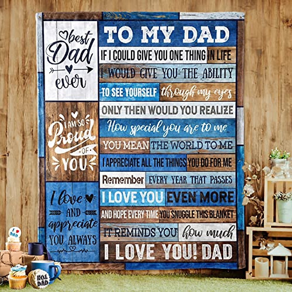 Dad Birthday Gifts for Dad from Daughter Son Best Christmas Dad Gifts Soft Throw Blanket Valentines Day Birthday Gifts for Dad for Bedding Sofa(Dad Gifts, 50 x 60 Inch)