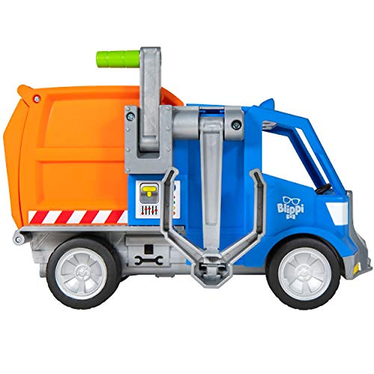 Blippi Recycling Truck - Includes Character Figure, Working Lever, 2 Trash Cubes, 2 Recycling Bins - Sing Along with Popular Catchphrases - Educational Toys for Kids - Amazon Exclusive