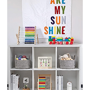 CubesLand Cute Small Baby Nursery Basket Bin,Soft Cat Toys Storage Basket,Woven Baskets for Shelves,Cube Organizer Basket Bin,Home Decor 9.5x5.51 Gray