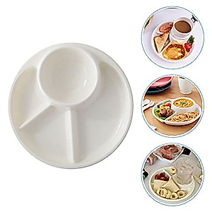 Cabilock Divided Serving Dishes Kids Toddlers Baby Tray Diet Food Control Camping Dishes Compact Serving Platter Dinner Snack Compartment Plate (White)